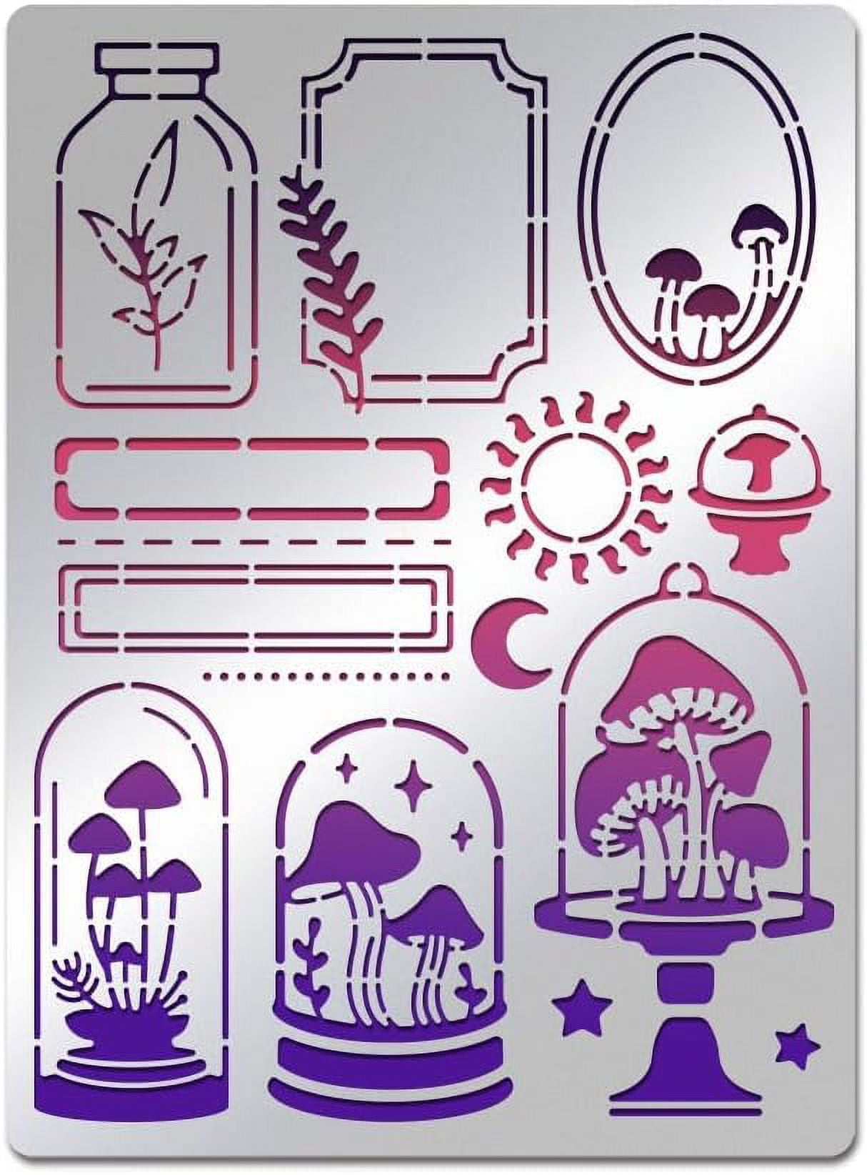 Metal Mushroom Jar Stencil Sun Moon Border Templates Stencil for ...