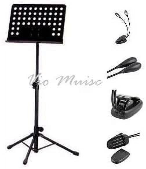 Metal Music Stand, Tripod Stand Holder and Clip 2 Arm 4 LED Book ...