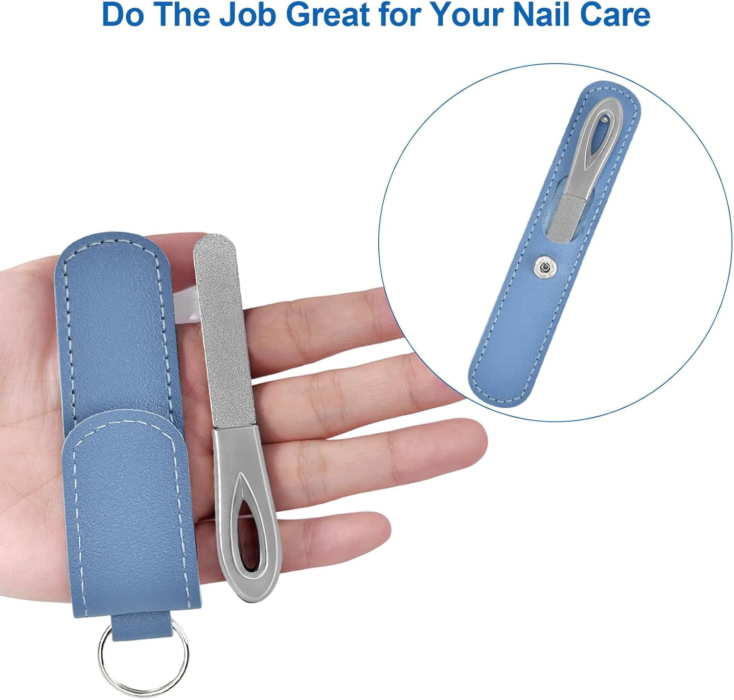 Metal Nail File with Case, 2 Pack Keychain Nail Files for Natural Nails ...
