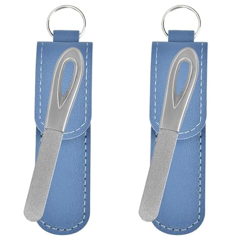 Metal Nail File with Case, 2 Pack Keychain Nail Files for Natural Nails ...