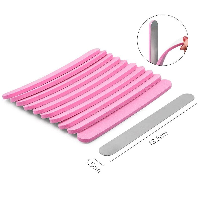 Metal Nail File with 10pcs Replacement Sandpaper Buffer strips Adhesive ...
