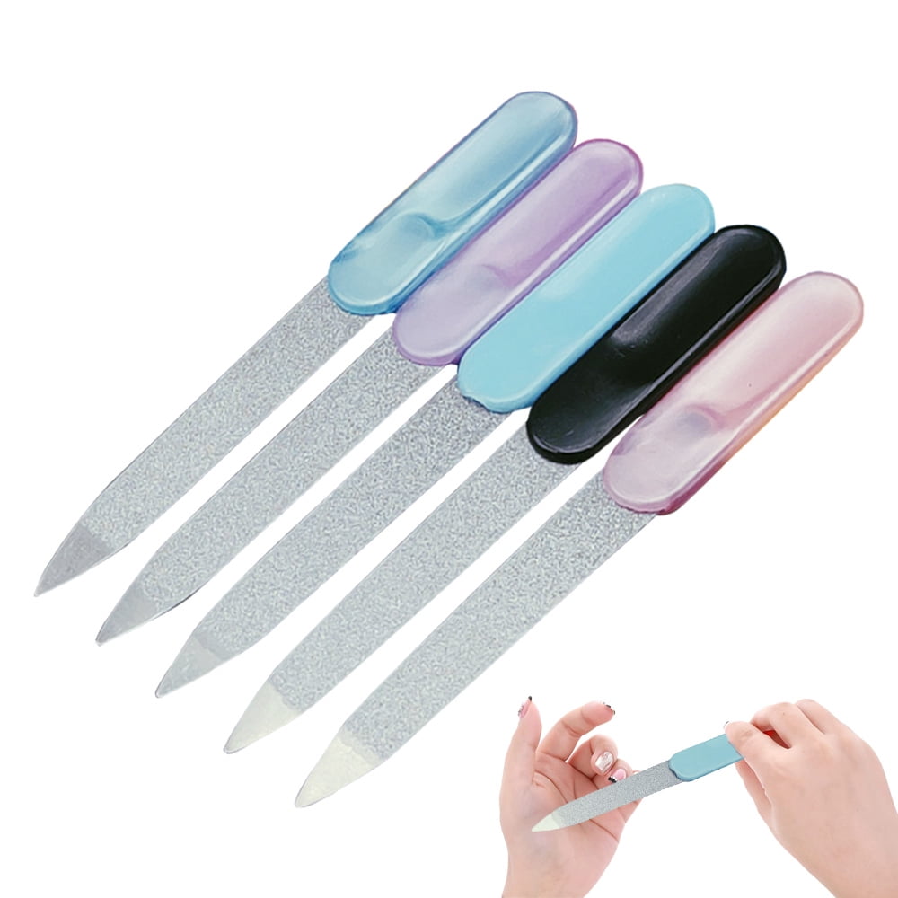 Metal Nail Files (5 PCs), Double Sided Multicolor Grit Nail Supplies ...