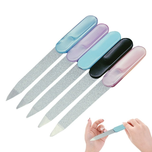 Metal Nail Files (5 PCs), Double Sided Multicolor Grit Nail Supplies ...