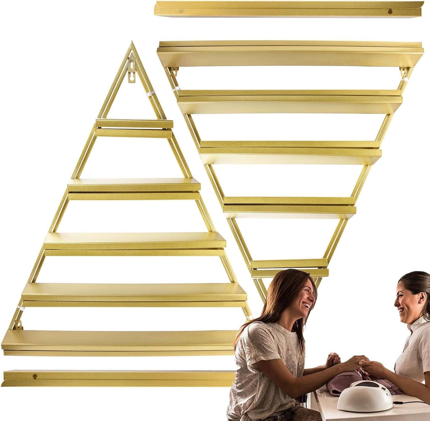Metal Nail Polish Display Rack,5 Tiers Gold Triangular Display Rack ...