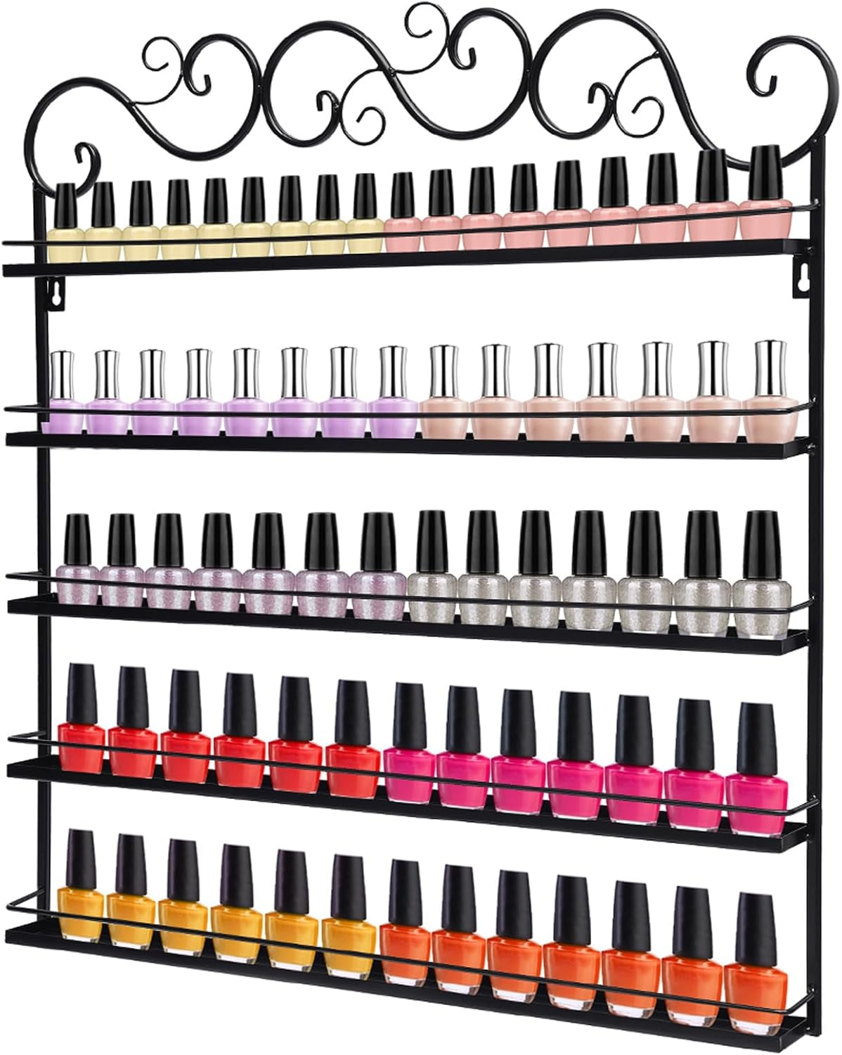 Metal Nail Polish Racks, 5-Tier Wall Mounted Nail Polish Display Holder ...