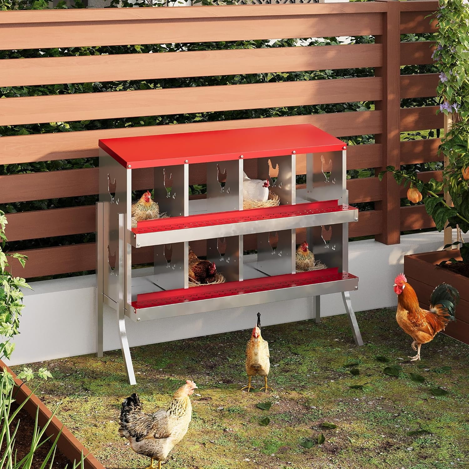 Metal Nest Boxes for Chickens- Compartments Laying Boxes for Hens ...