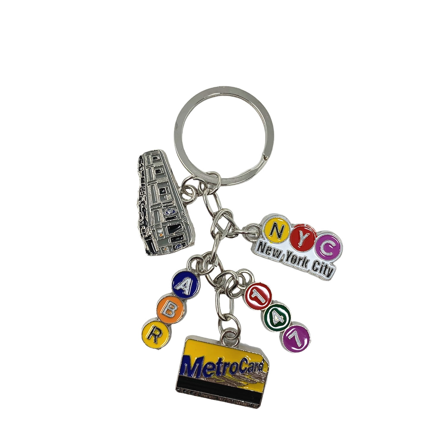 Metal New York City Subway Key Chain 5 Charms, NYC Keychain Souvenir ...