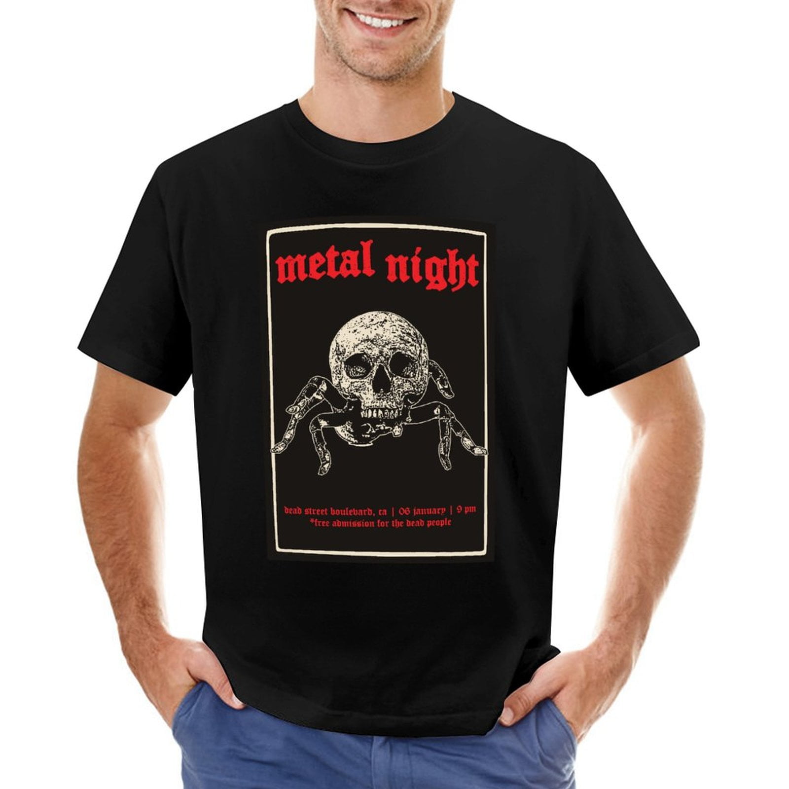 Metal Night Gig Poster Men’s Graphic T-shirt Vintage Short Sleeve Sport ...