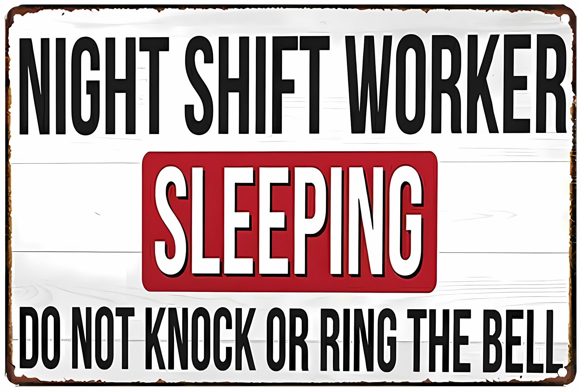 Metal Night Shift Worker Sleeping Aluminum Tin Sign - 12×8 Inches ...