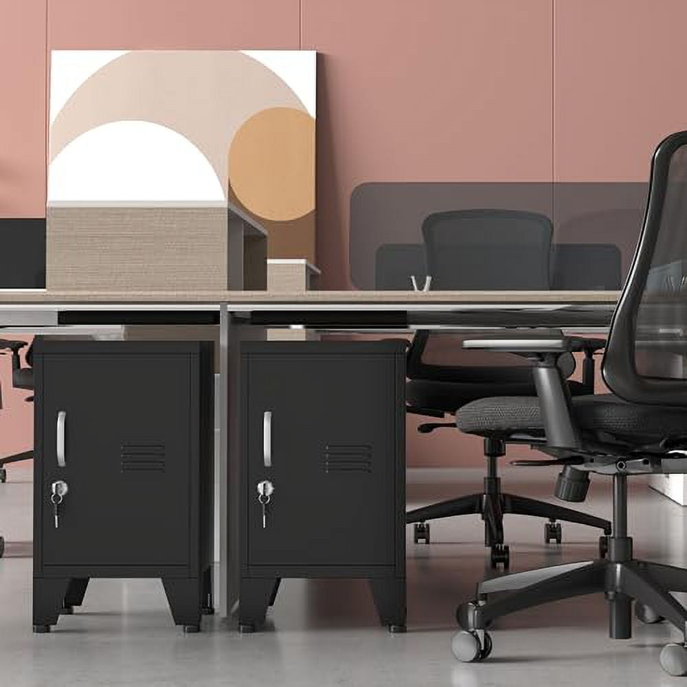 Metal NightStand Storage Cabinets with Lock and Adjustable Shelf,Under ...