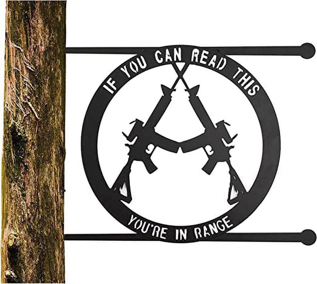 Metal No Trespassing Sign "You're In Range" Gun Metal Door, Wall or ...