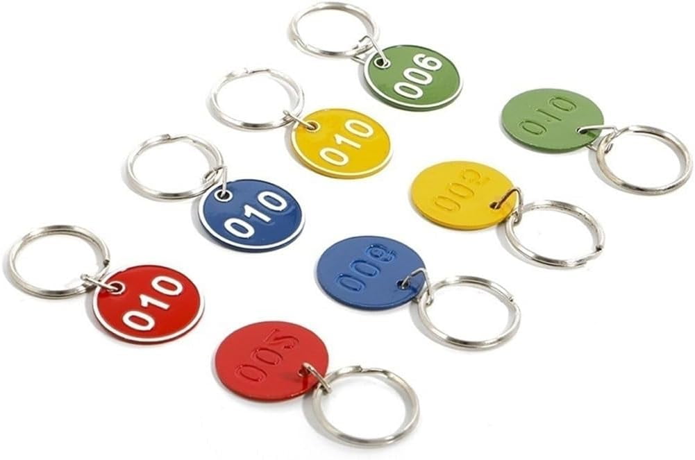 Metal Numbered Tag with Key Ring, Aluminium Sequential Numbers Disc ...