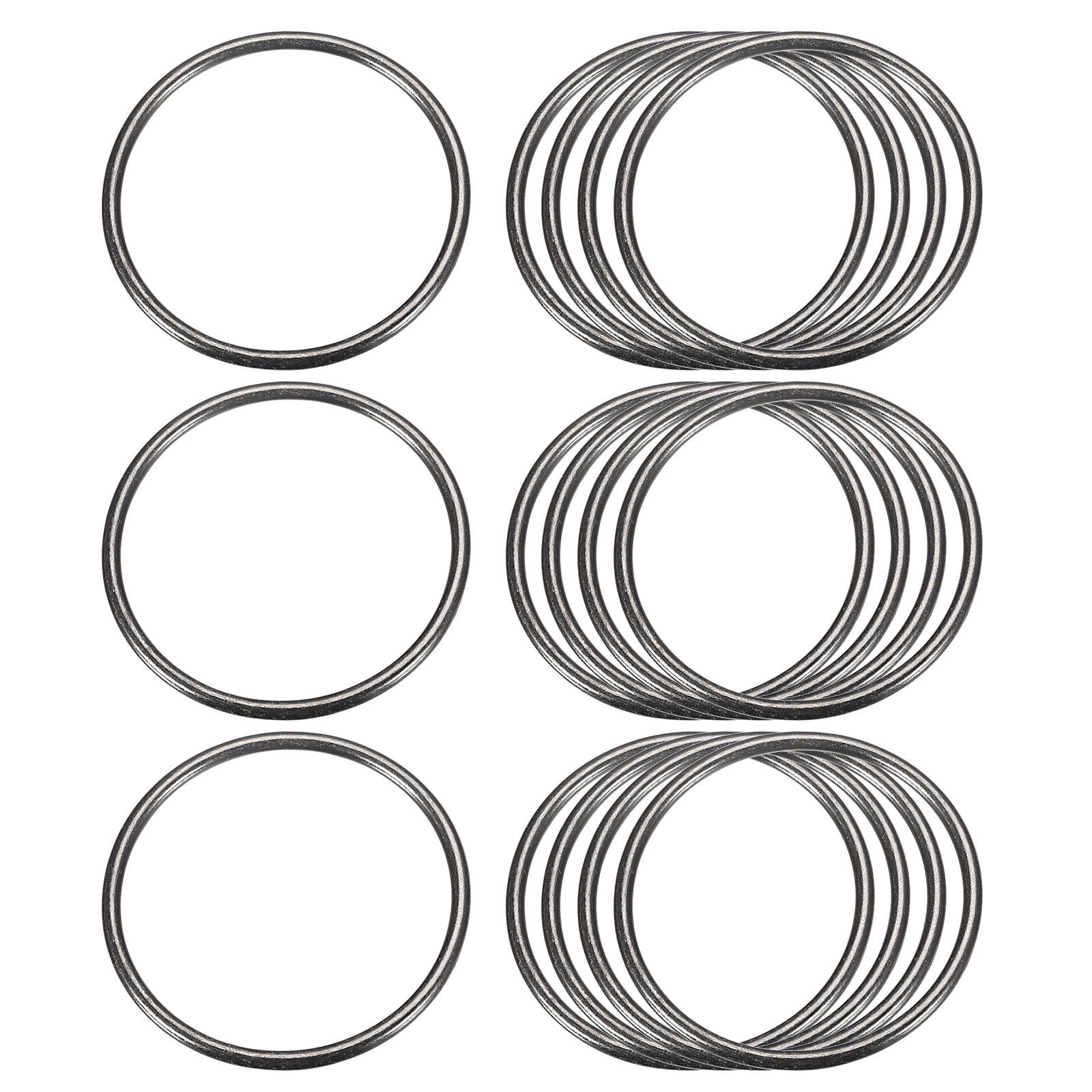 Metal O Rings, 15 Pack 50mm(1.97") ID 3mm Thick Welded O-Ringe, Dark ...