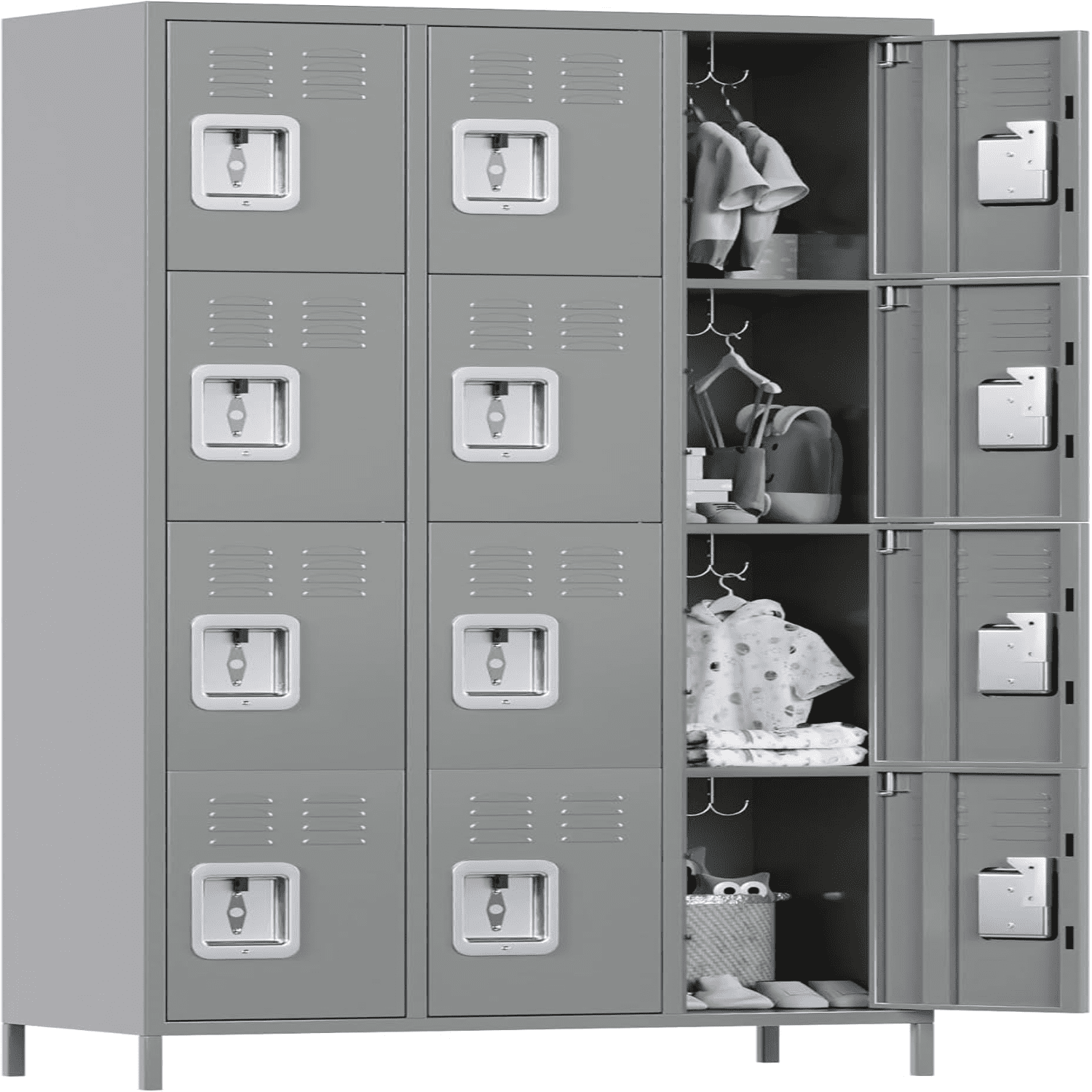 Metal Office Storage Lockers 6 Door Lockable Locker Cabinet 72 Inch ...