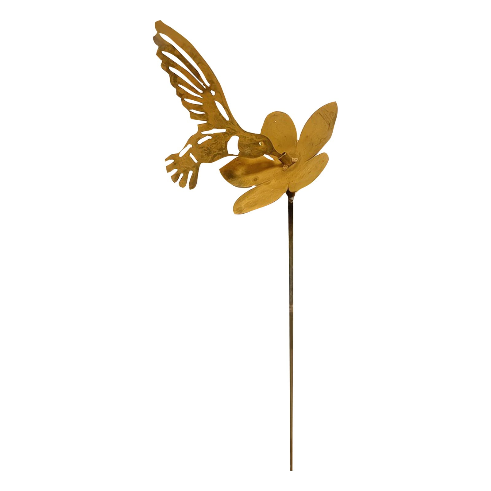 Metal Old Hummingbird With Flowers, Hummingbird With Garden Stake ...