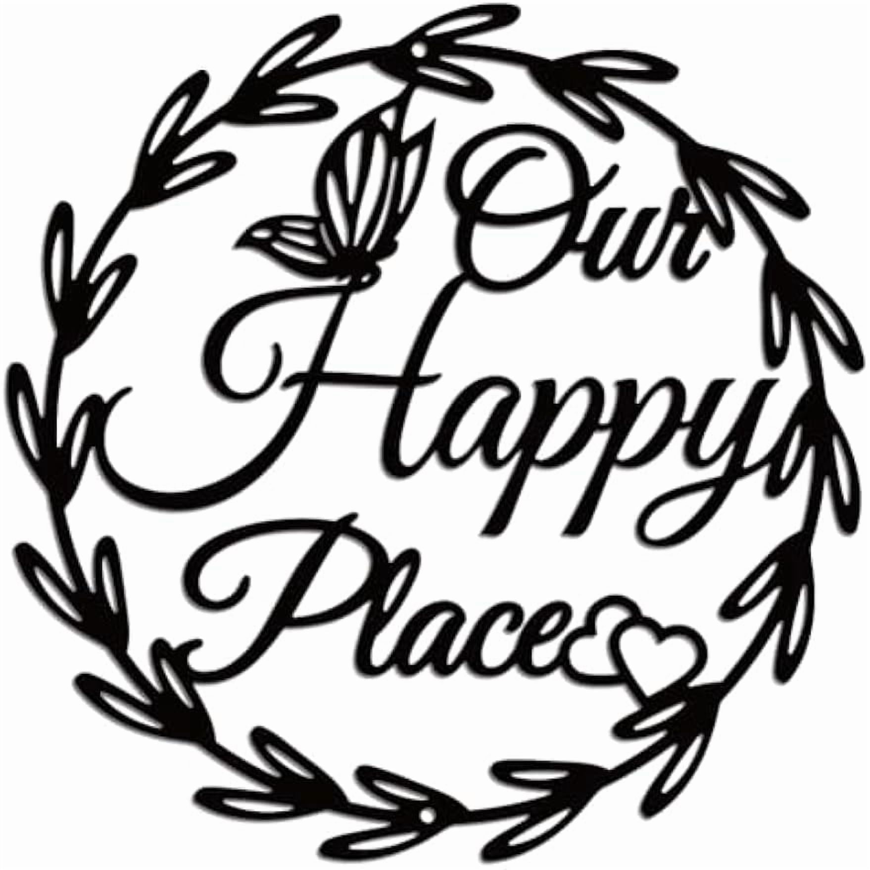 Metal Our Happy Place Wall Art Decor Lettering Plaque Wall Art Hanging ...