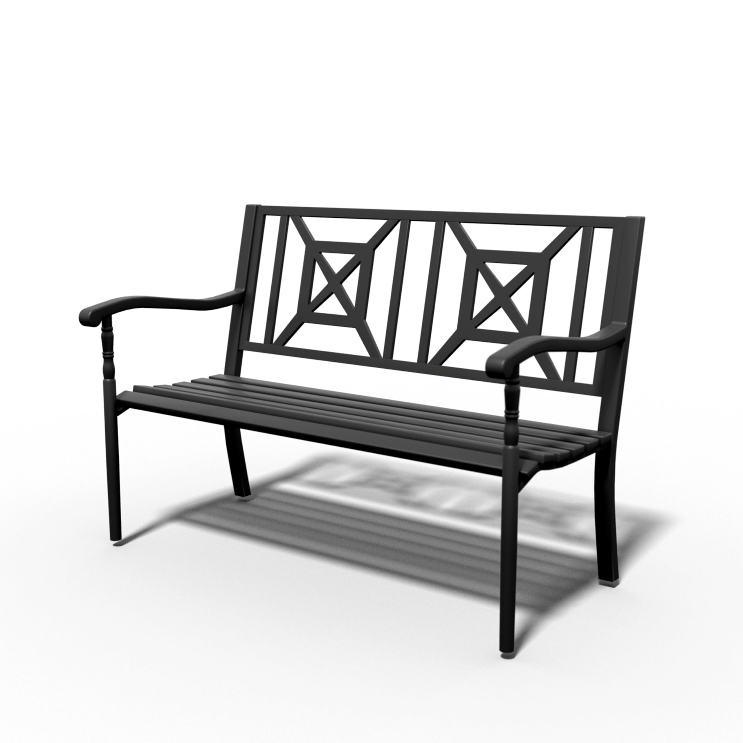 Metal Outdoor Bench with Side Table, Garden Patio Bench for Porch Yard ...