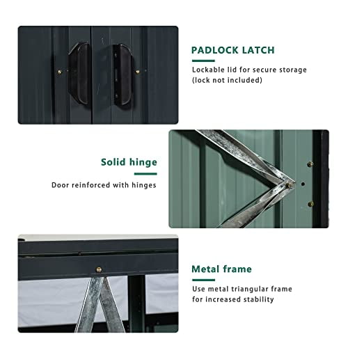 Metal Outdoor Garbage Bin Storage Shed, Rpuzonier Trash Bin Storage ...