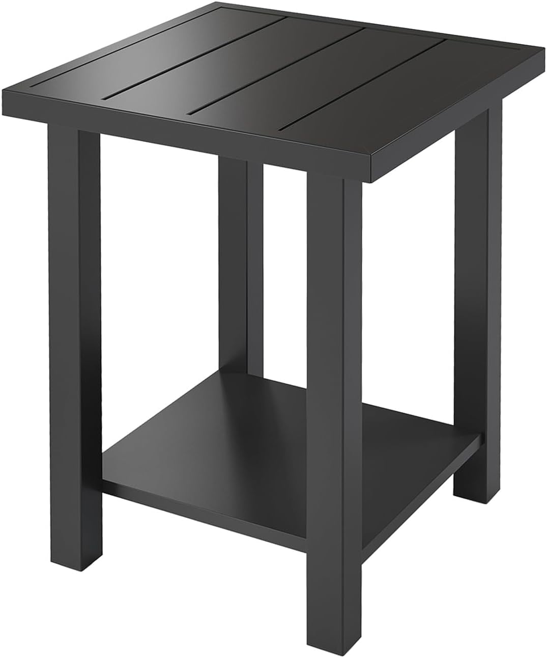 Metal Outdoor Side Table, 2-Tier Sturdy Patio End Table Weather ...