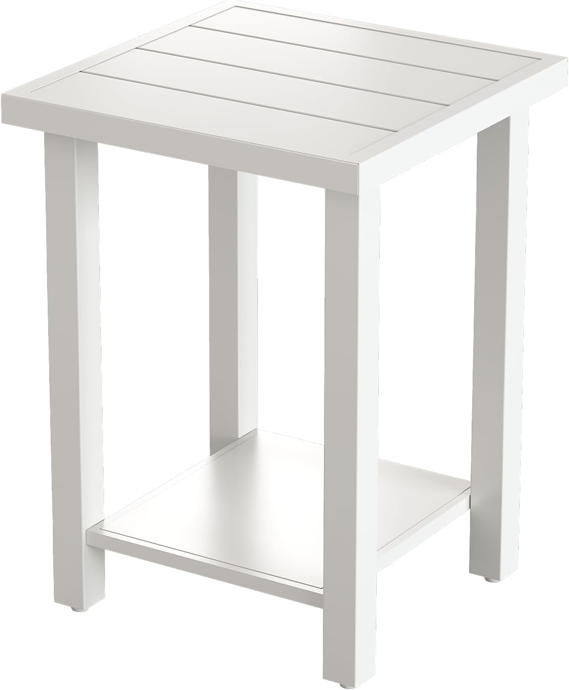 Metal Outdoor Side Table, 2-Tier Sturdy Patio End Table Weather ...