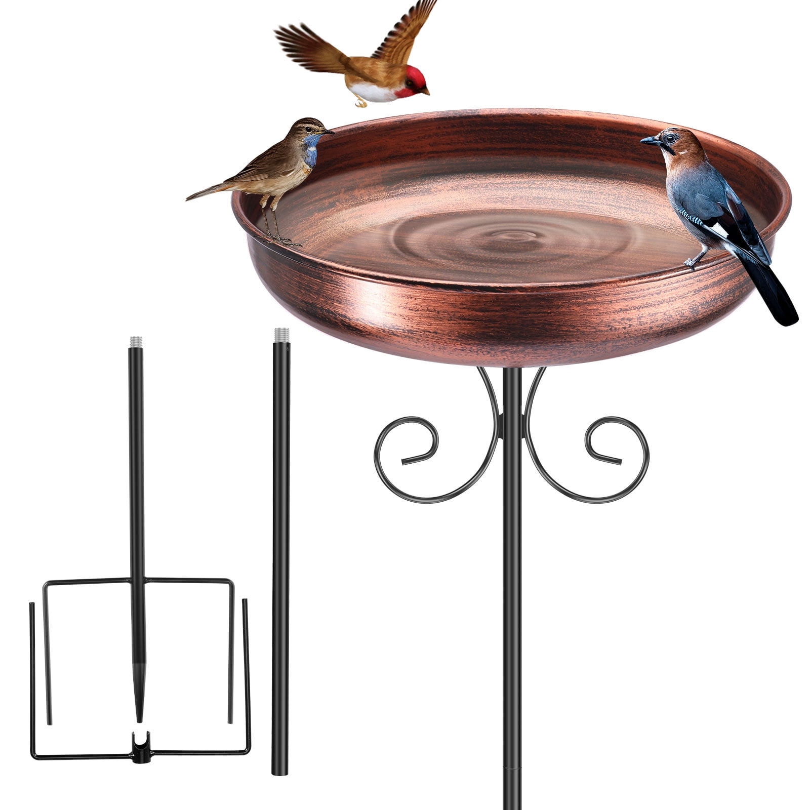 Metal Outdoor Standing Bird Bath Enduring Bird Bath Feeder Bowl ...