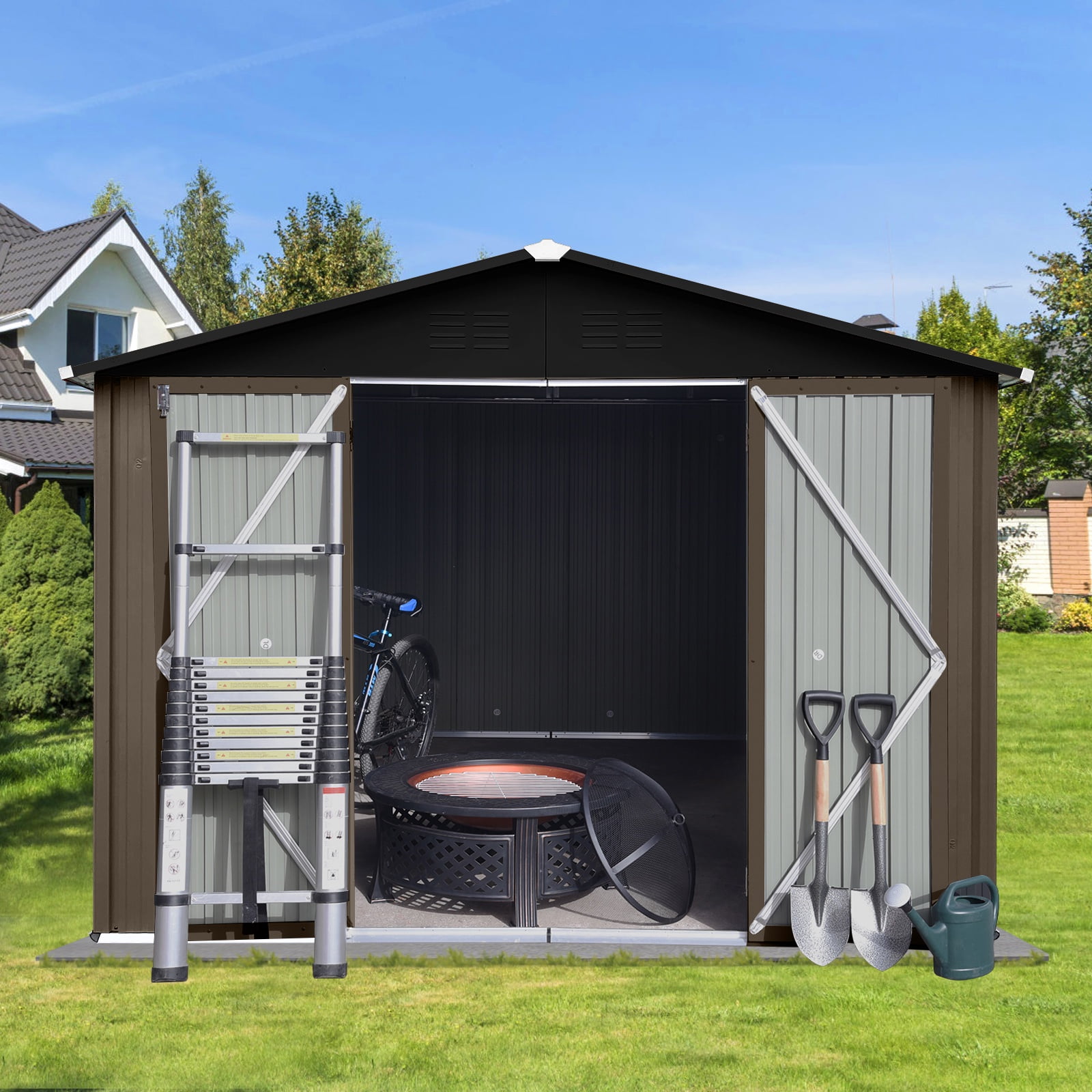 Metal Outdoor Storage Shed, 10ft x 8 ft Large Sheds and Outdoor Storage ...