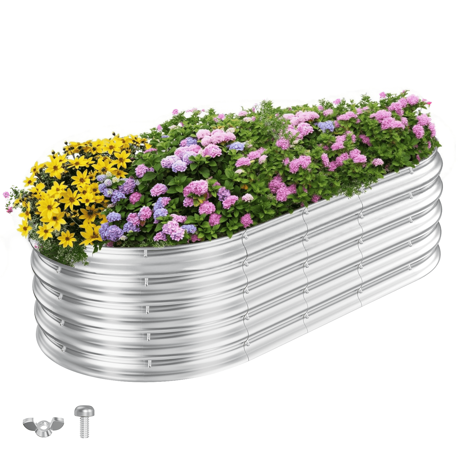 6x3x1FT Metal Oval Raised Garden Beds, Galvanized Raised Garden Bed Kit ...