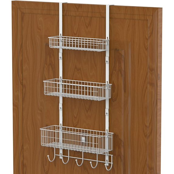 Walmart 3 Tier Hanging Organizer, Metal Over Door Hooks w/ Basket ...