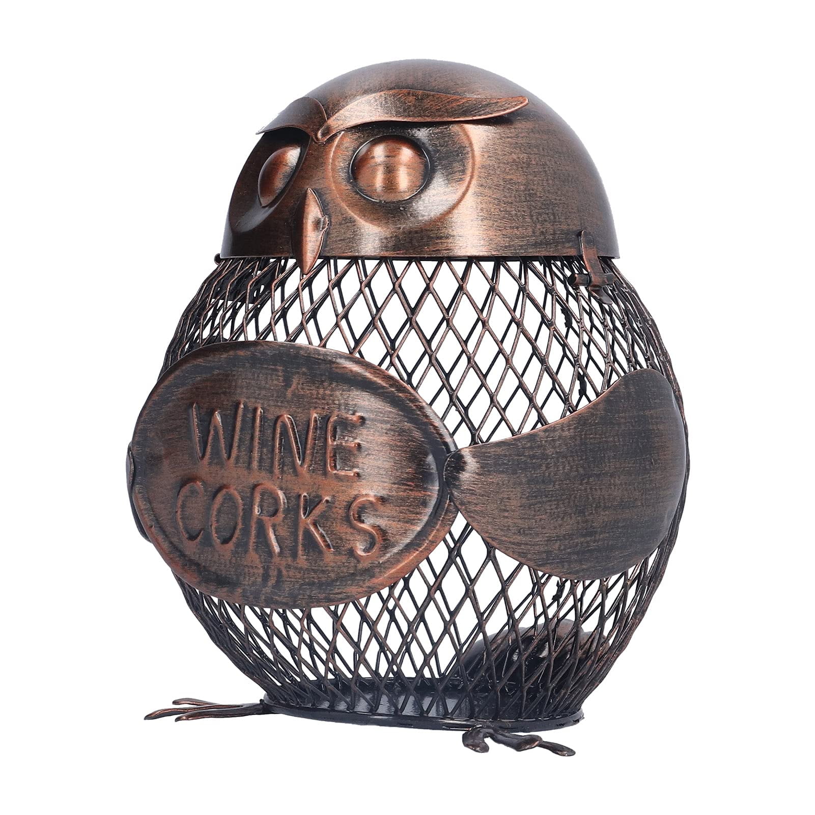 Metal Owl Wine Cork Holder Cute Design Brown Metal, Cork Metal Wine Barrel, Cork Storage Cage ...