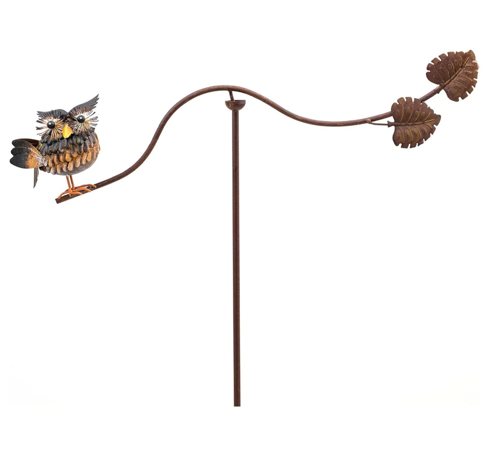 Metal Owl on Branch Balancer Rocker Yard Stake Wind Spinner Whirly-Gig ...