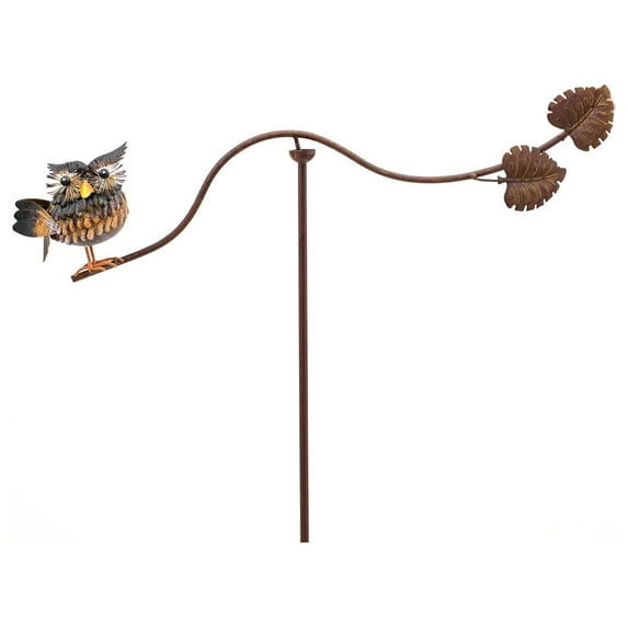 Metal Owl on Branch Balancer Rocker Yard Stake Wind Spinner Whirly-Gig ...