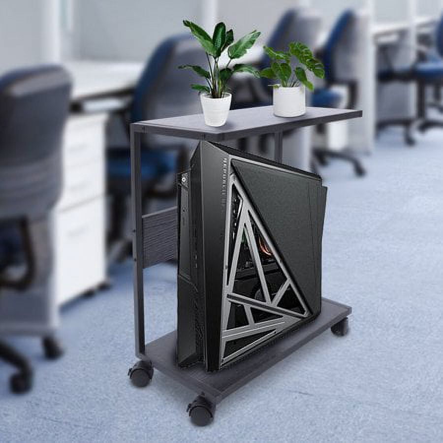 Metal PC Case Desktop Stand Black Iron Frame Holder W/ Rolling ...