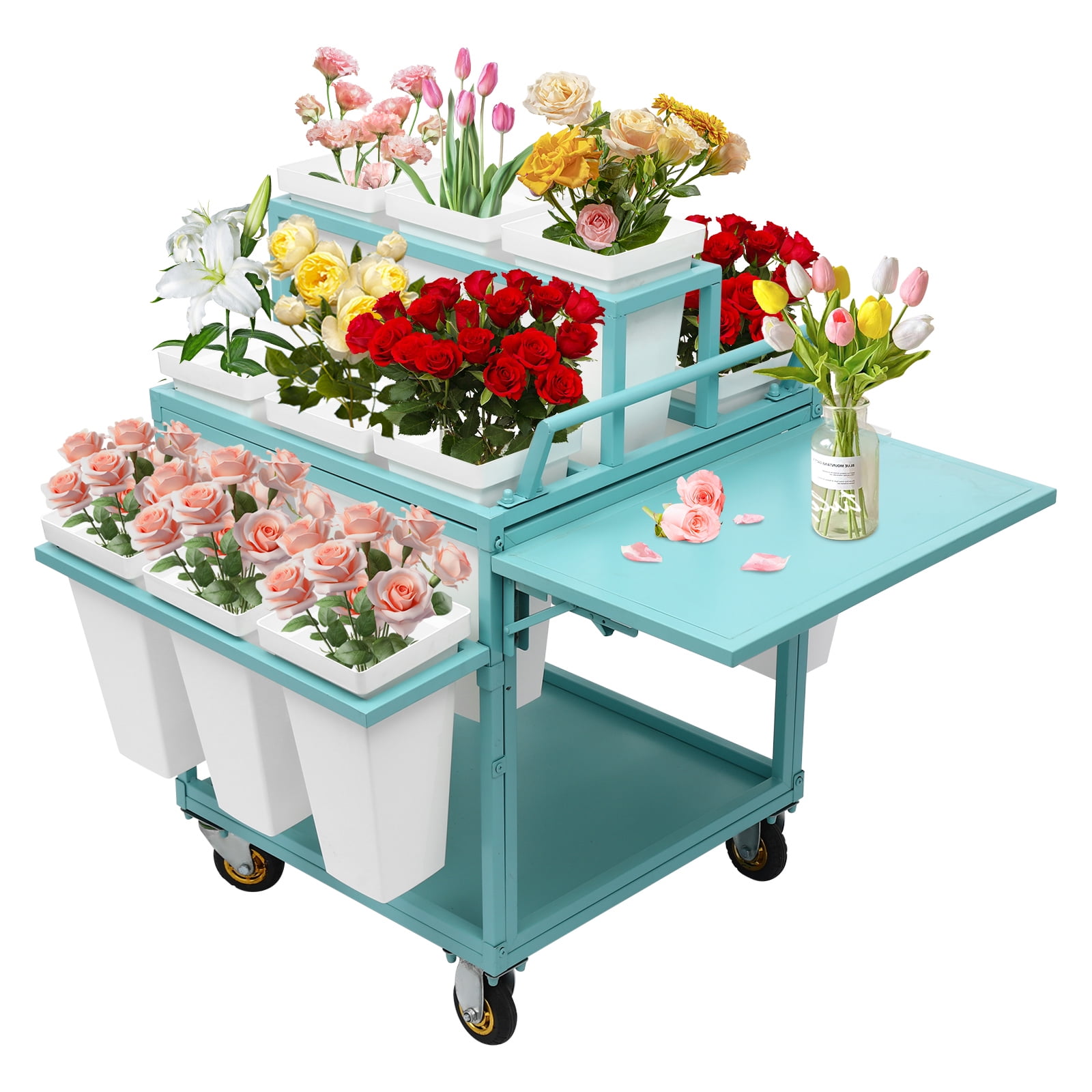 Metal+PP 6 Tiers Rolling Flower Display Stand,Cart Plant Stand,Flower ...
