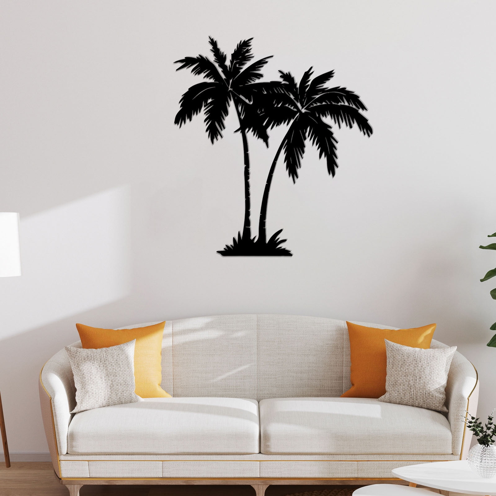 Metal Palm Tree Wall Decoration, Wrought Iron Family Courtyard Living ...