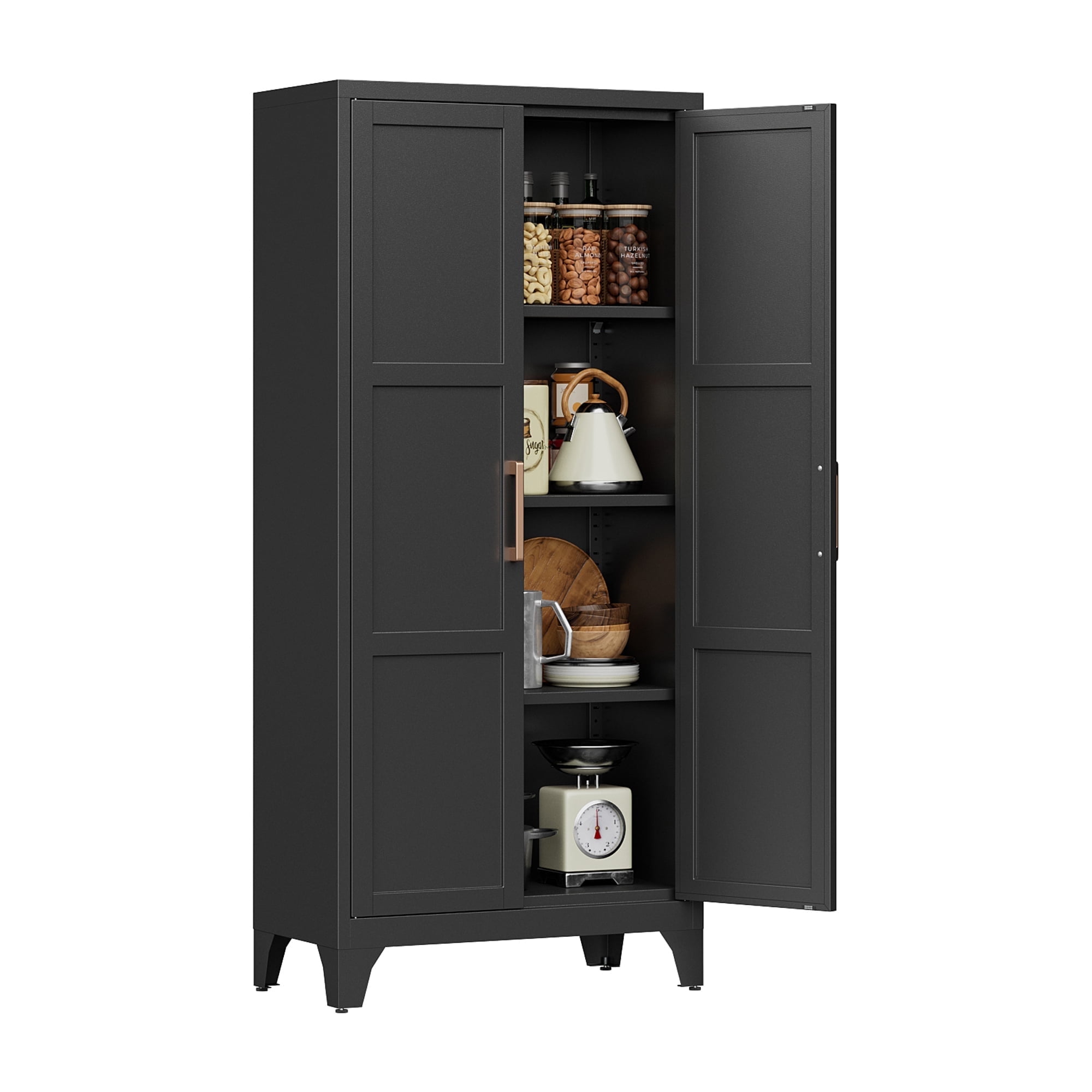 Metal Pantry Cabinet, 61" Tall Kitchen Pantry Storage Cabinet with ...