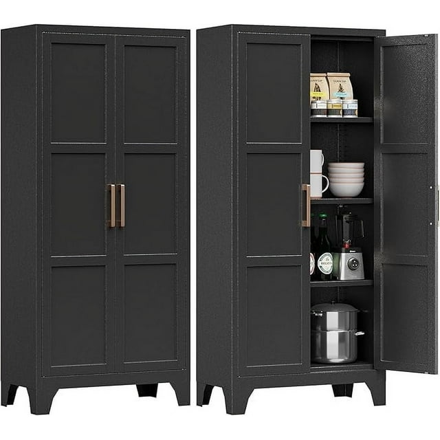 Metal Pantry Cabinet, 61" Tall Kitchen Pantry Storage Cabinet with ...