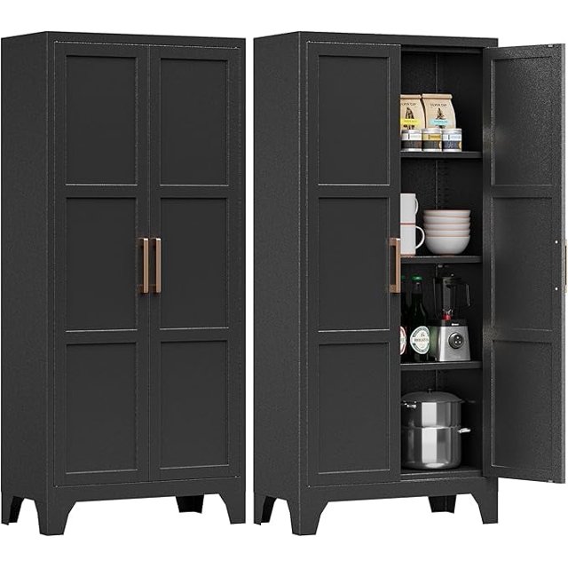 Metal Pantry Cabinet, 61" Tall Kitchen Pantry Storage Cabinet with ...
