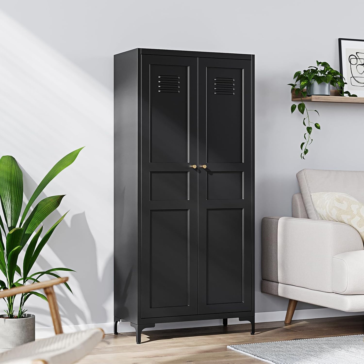 Metal Pantry Cabinet, Tall Kitchen Pantry Storage Cabinet with Doos and ...