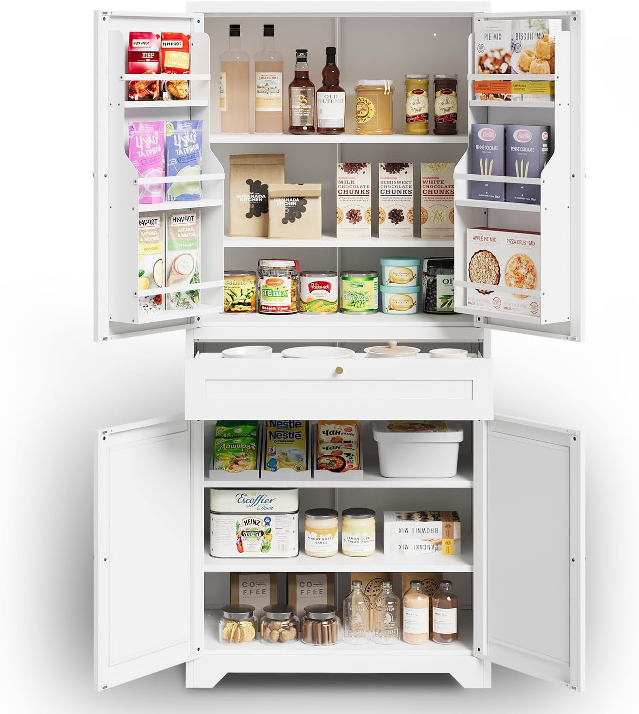 Metal Pantry Cabinet and Organizers - 71" H x31.5 W x15.8 D Snacks ...