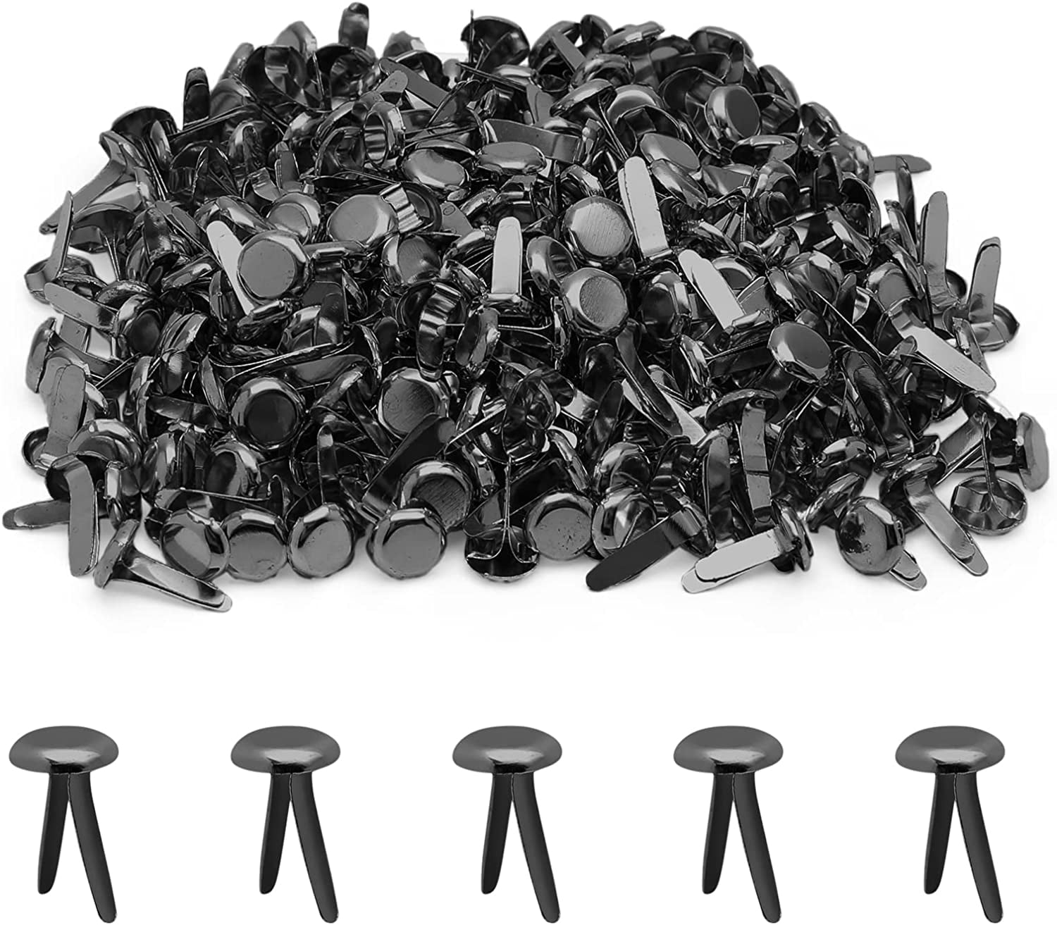 Metal Paper Fasteners Split Pins Pastel, 8 x 12mm Black Mini Round Brads for Art Crafting ...