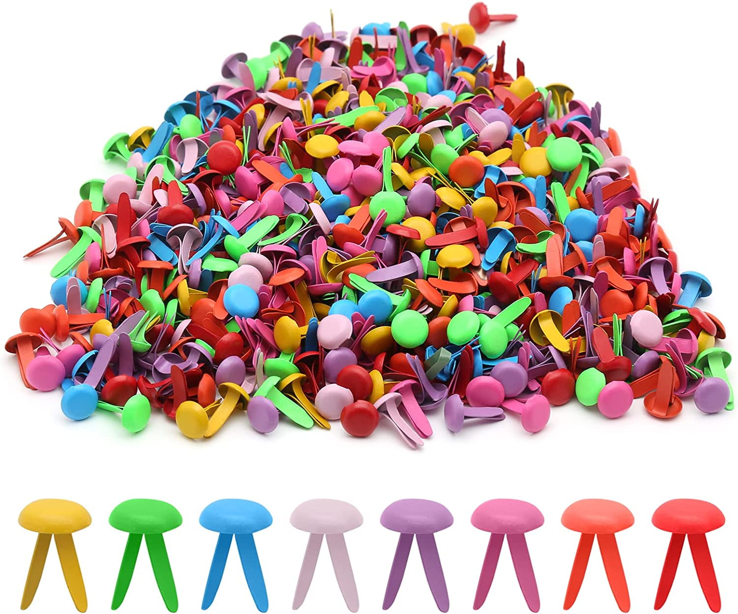 Metal Paper Fasteners Split Pins Pastel, 8 x 12mm Multicolor Mini Round ...