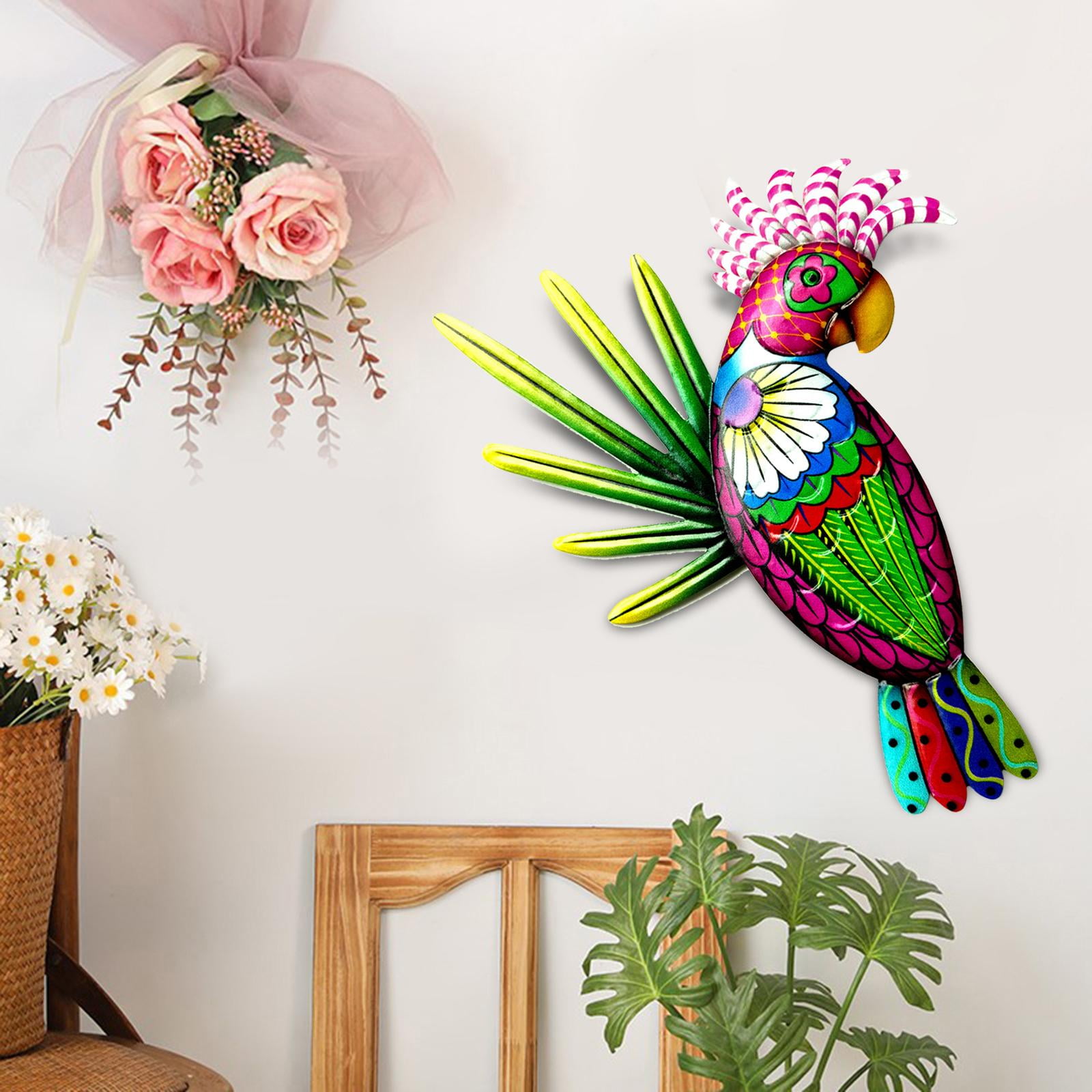 Metal Parrot Wall Art Decor Colorful Birds Art Sculptures Hanging Wall ...
