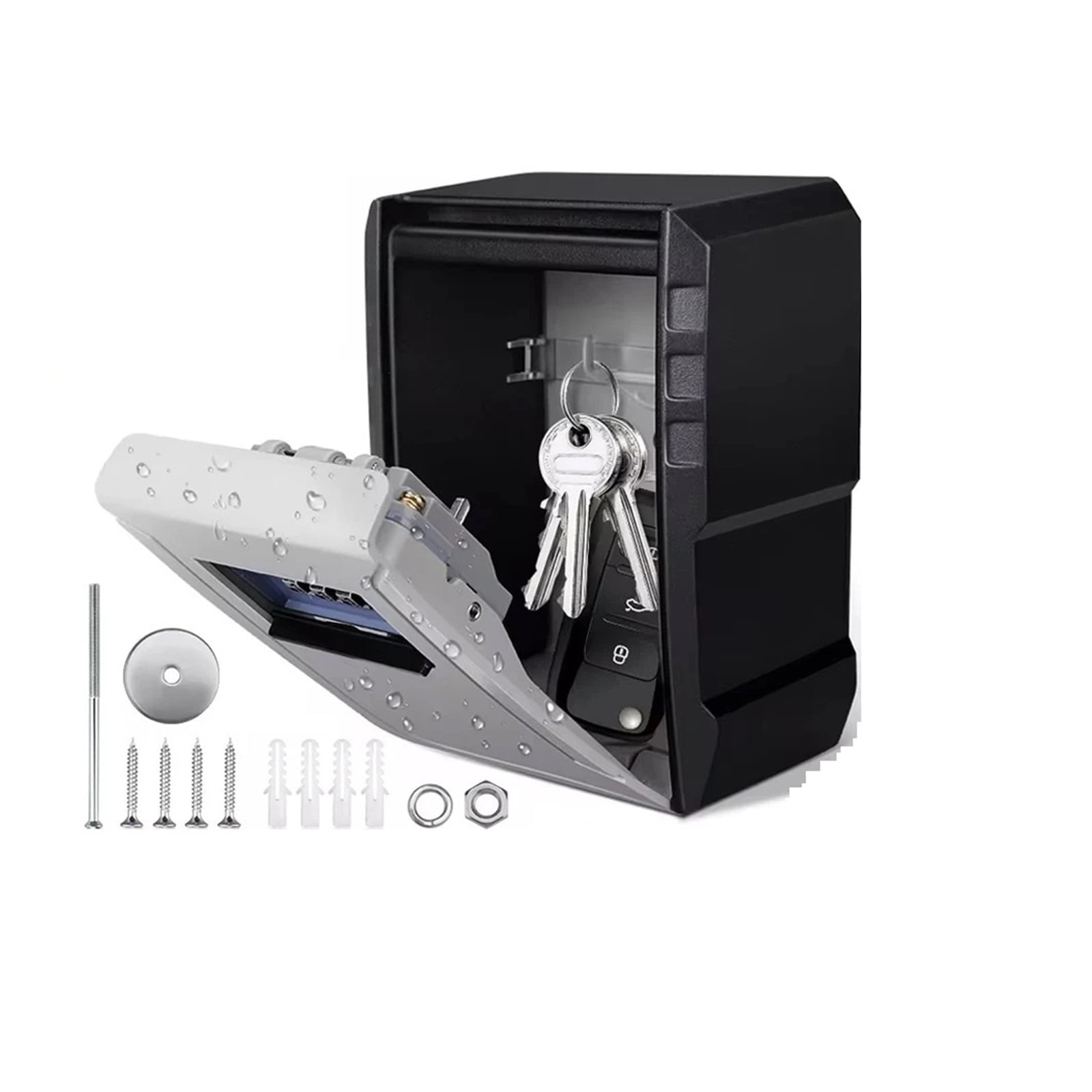 Metal Password Key Box Wall Mounted 4 Digits Password Lock Storage Box ...