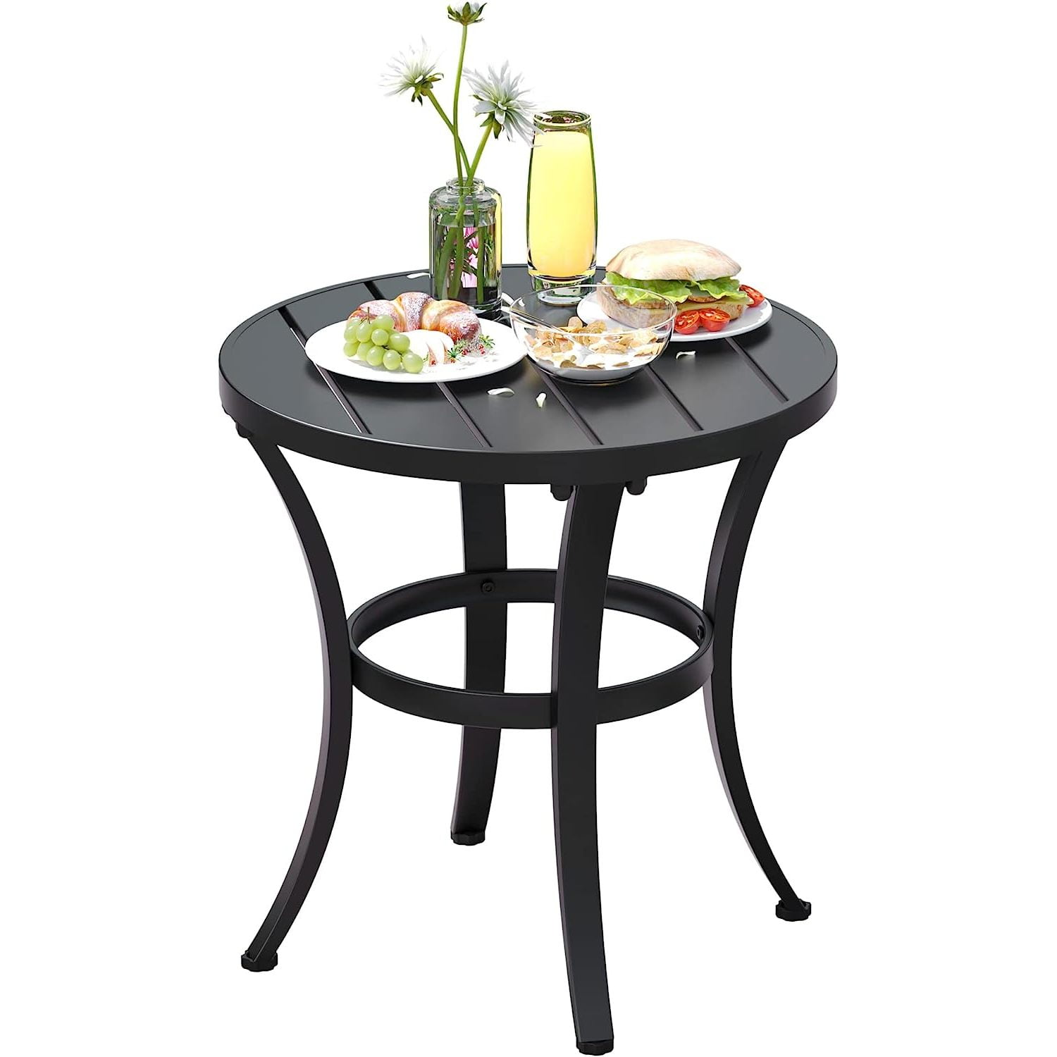 Metal Patio Dining Table 20 Inch Round Metal Outdoor Birstro Table, 8 ...