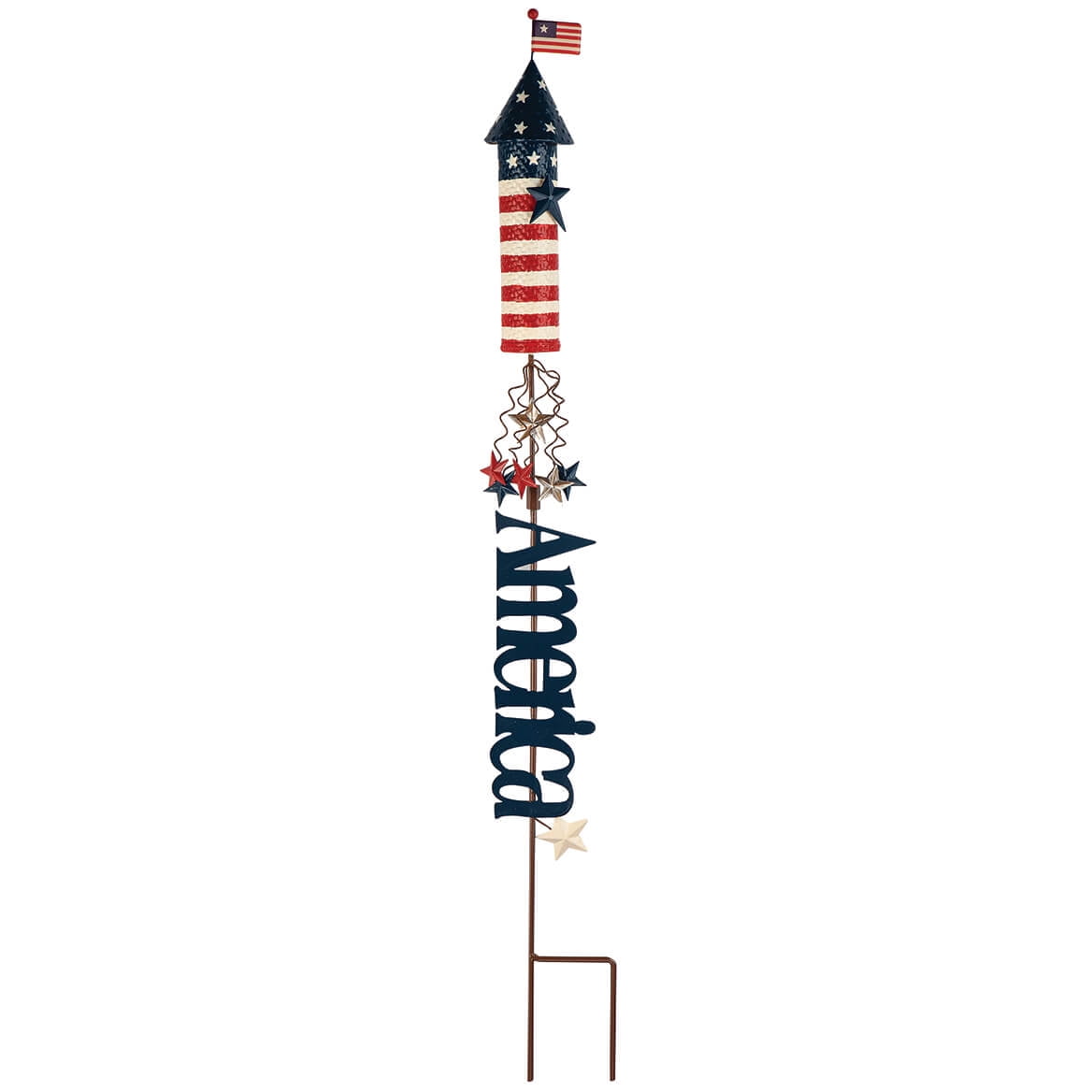 Metal Patriotic Rocket Stake, Crafted With 100% Iron, Glitter Sprinkle ...