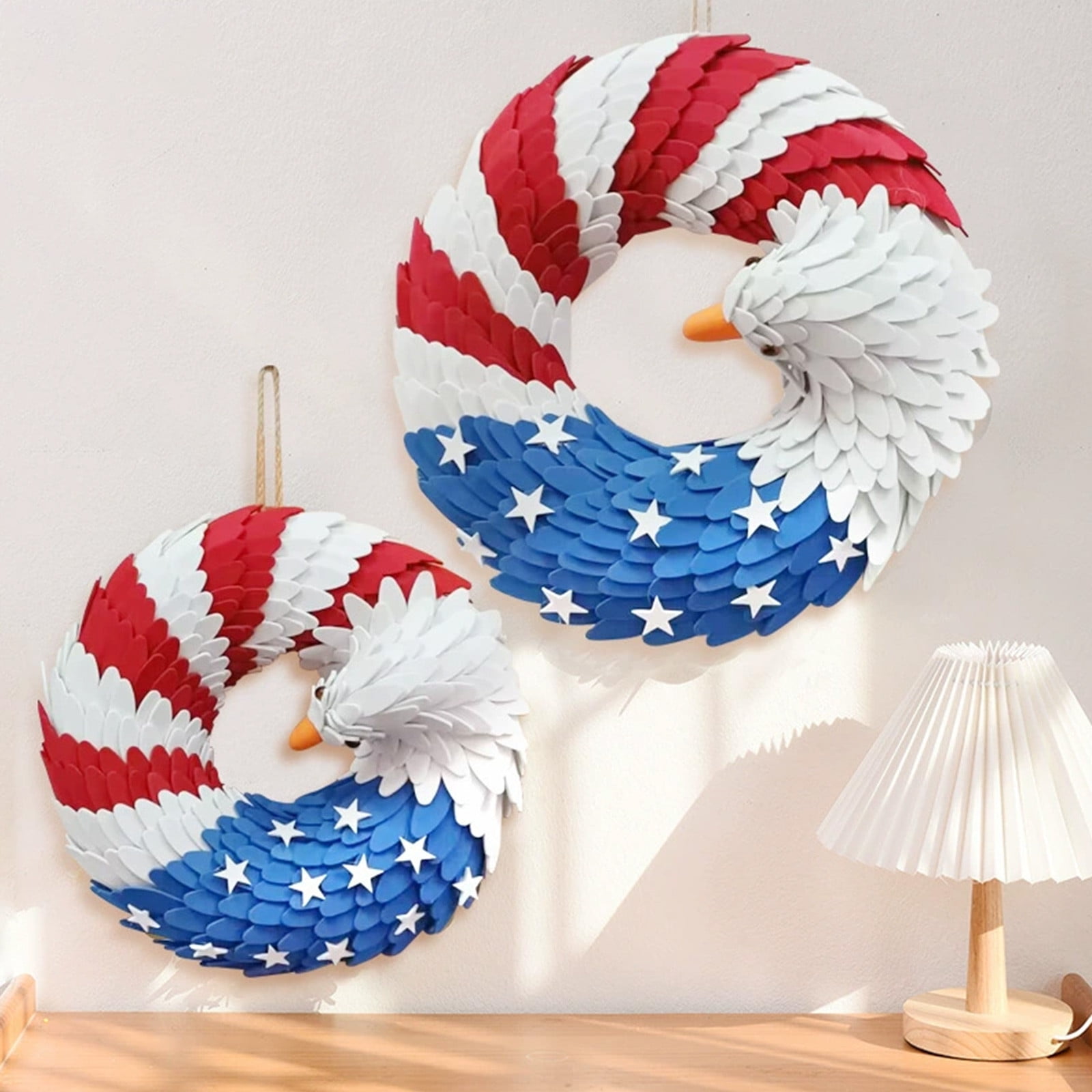 Metal Patriotic Wreaths for Front Door Red White Blue Star 4th of July ...