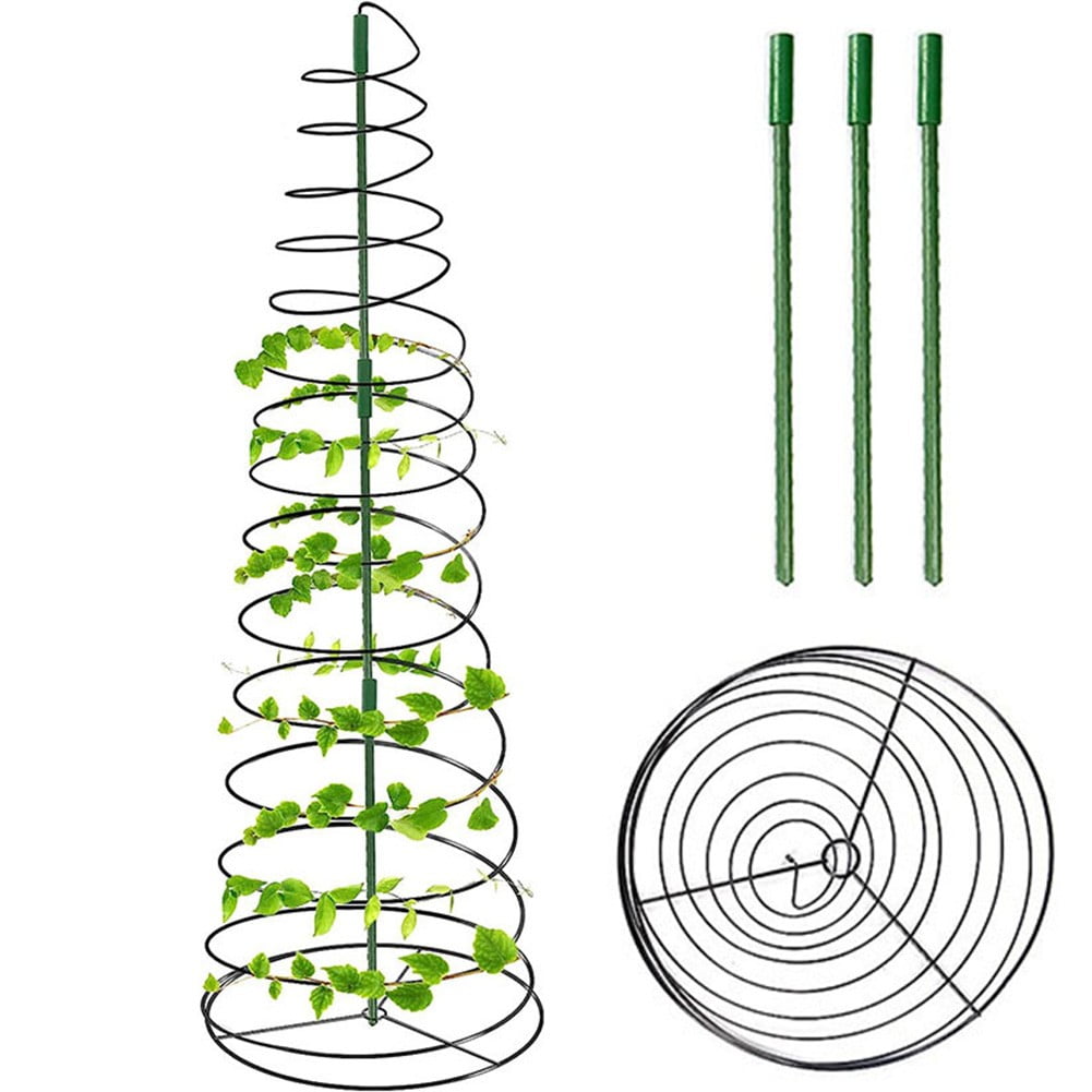 Metal Pea Trellis Green Trellis for Garden, Sugar Snap Tower With Pole ...