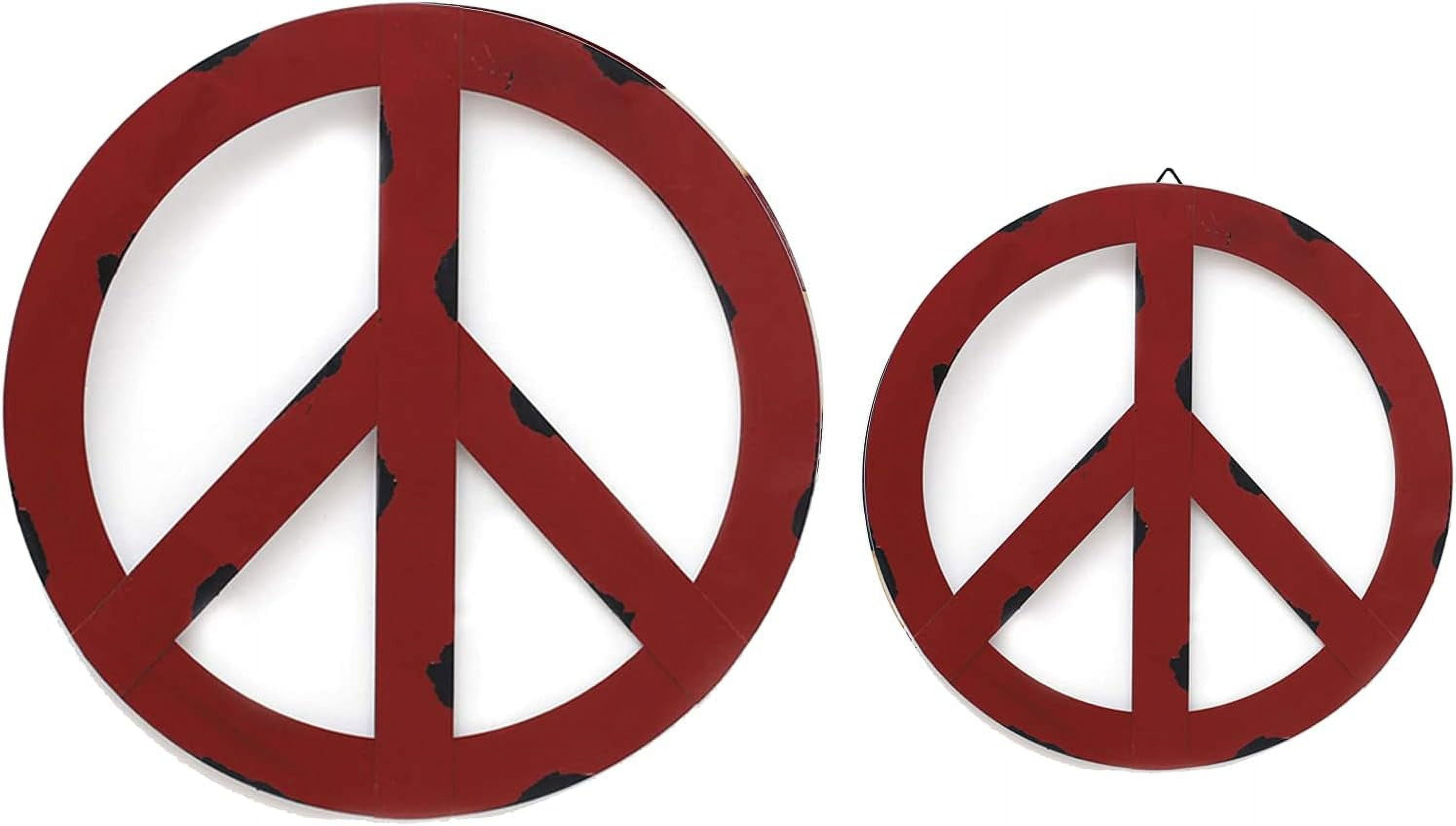 Metal Peace Sign Red Hanging Ornament Rustic Wall Art Hippie Plaque ...