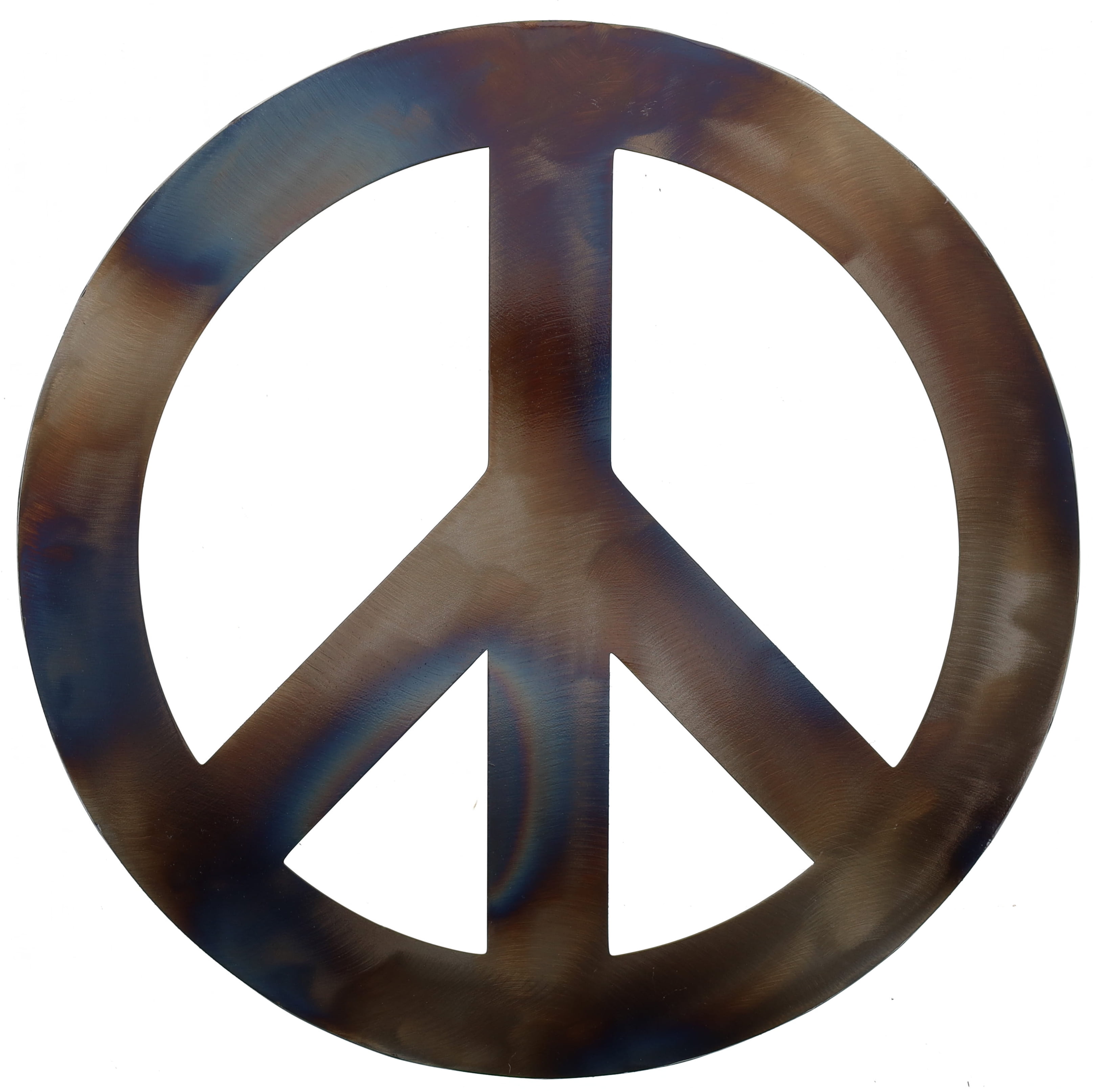 Metal Peace Sign Wall Decor - 12" Flame Torched Finish Hippie Art ...