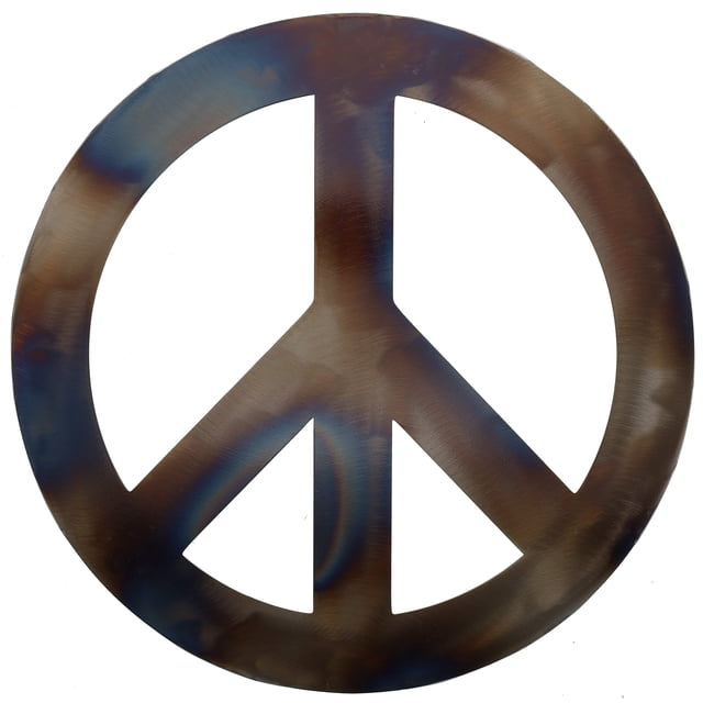 Metal Peace Sign Wall Decor - 12" Flame Torched Finish Hippie Art ...